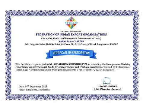 Sudarshan Rajput On Linkedin Professionalgrowth Continuouslearning Globaltrade Fieokarnataka