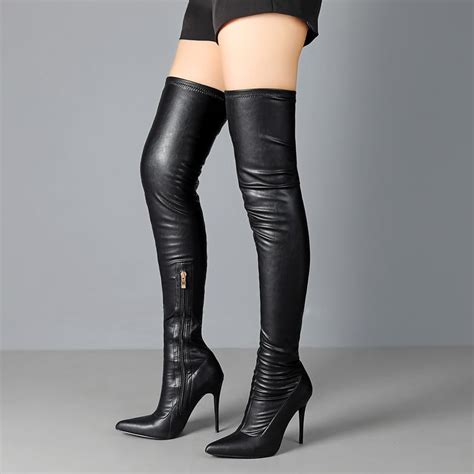 Thigh High Black Leather Boots For Women 15 Thigh High Boot Outfits