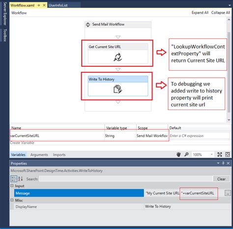 How To Get Current Site In Visual Studio SharePoint Workflow