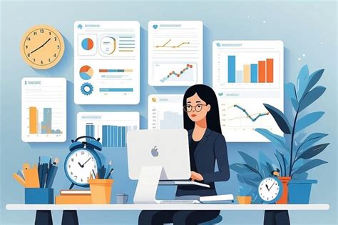 Premium Photo Aipowered Time Management Flat Vector Illustration Of Efficient Home Office