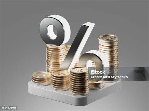 은행 신용 개념입니다 퍼센트 좋은 이자율 무이자 재무 관리 3d 그림입니다 골드 메탈 텍스처 0명에 대한 스톡 사진 및 기타 이미지 Istock