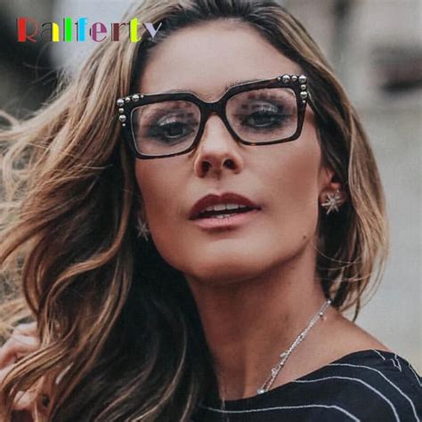Ralferty Vintage Women Eyeglasses Frames Unique Square Rivet Glasses Frame Female Prescription