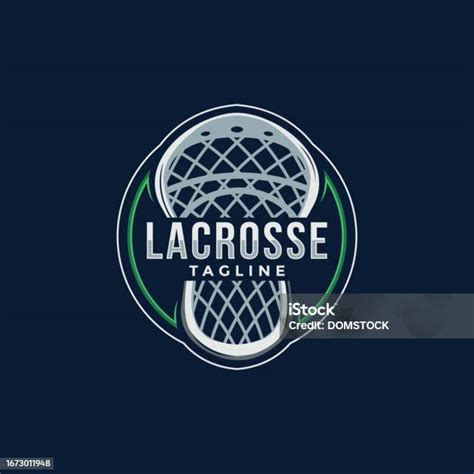 엠블럼 씰 배지 라크로스 스포츠 로고와 라크로스 스틱 벡터 아이콘 어두운 배경 라크로스에 대한 스톡 벡터 아트 및 기타 이미지