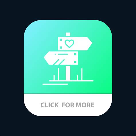 Direction Love Heart Wedding Mobile App Button Android And Ios Glyph