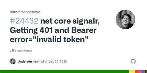 Net Core Signalr Getting 401 And Bearer Errorinvalid Token · Issue