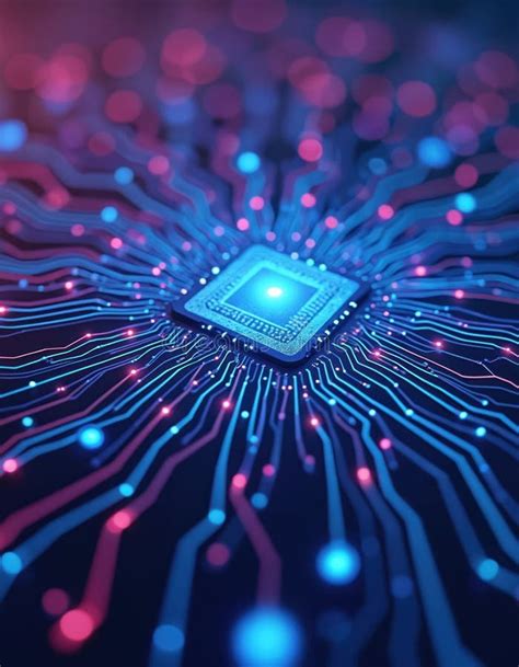 illustration of futuristic tech circuit board with geometric laser