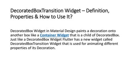 Ppt Decoratedboxtransition Widget Definition Properties And How To