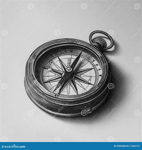Vintage Compass Illustration Black And White Nautical Chart 335256618
