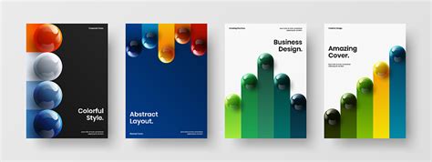 간단한 팜플렛 벡터 디자인 개념 조성 여러 가지 빛깔의 사실적 구책 표지 템플릿 컬렉션 A4 용지에 대한 스톡 벡터 아트 및