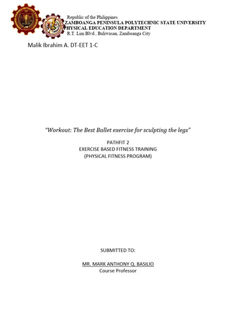 Pathfit 2 Fitnes Program Format Pdf