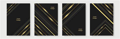 모던 블랙 골드 커버 디자인 세트 프리미엄 색상의 럭셔리 크리에이티브 라인 패턴 블랙 골드 화이트 노트북 커버 비즈니스 포스터 브로셔 템플릿 잡지 레이아웃을 위한 공식 벡터