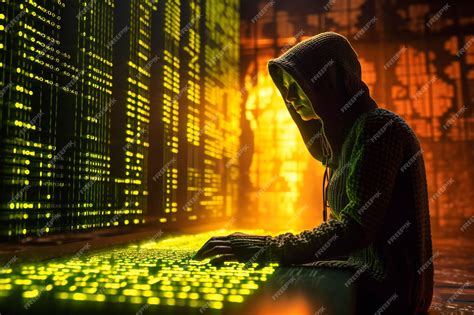 Premium Photo Hacker Penetrating A Digital Password Amidst Shadows