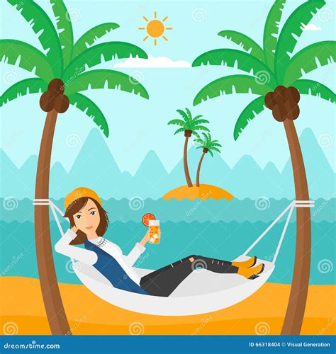 Femme Refroidissant Dans L Hamac Illustration De Vecteur Illustration