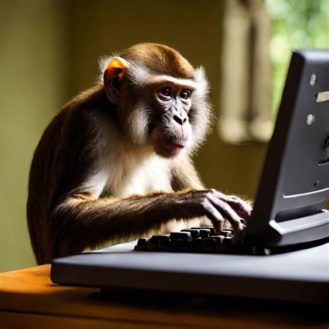 Premium AI Image A Monkey Attempting To Type On A Keyboard