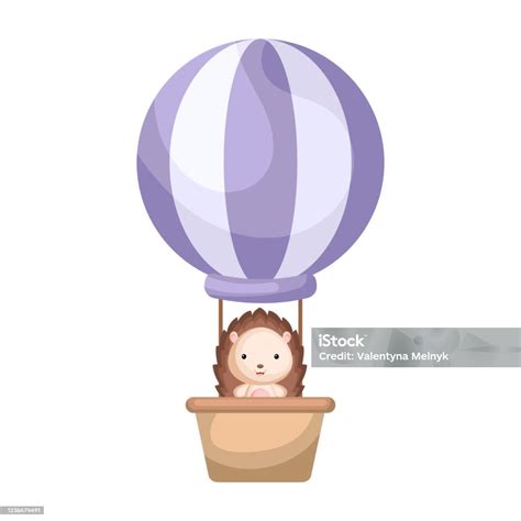 뜨거운 공기 풍선에 귀여운 아기 고슴도치 어린이 책 앨범 스크랩북 엽서 초대 모바일 게임을위한 그래픽 요소 0명에 대한 스톡 벡터 아트 및 기타 이미지 Istock