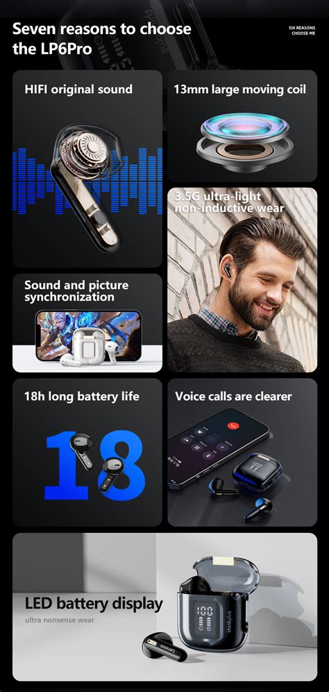 Lenovo Thinkplus Lp Pro Tws Wireless Earphones Hifi Original Sound Mm Large Moving Coil