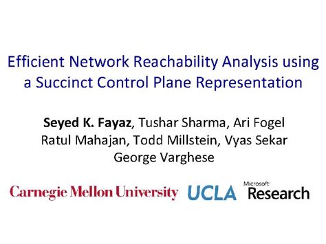 efficient network reachability analysis using a succinct control