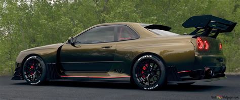 Black Spoiler Brown Modified Nissan Skyline R34 4k Wallpaper Download