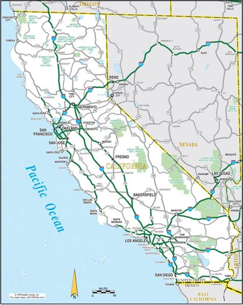 Road Map Of California And Nevada