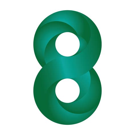 3d Shine Infinity Eight Number Logo Design In Green Gradient Color