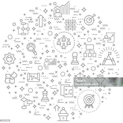 Simple Set Of Strategy Related Vector Line Illustration Stock