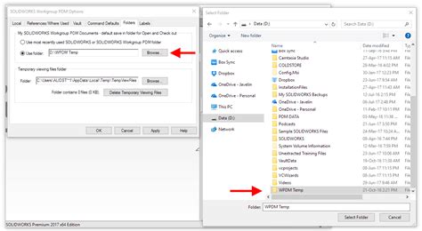 Setting The Solidworks Workgroup Pdm Working Folder