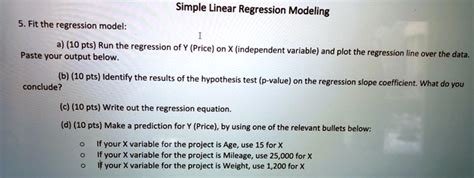 solved simple linear regression modeling 5 fit the regression model