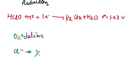 Solved Hypochlorous Acid Hclo Reacts With Chloride Ion To Produce Chlorine Gas As Follows