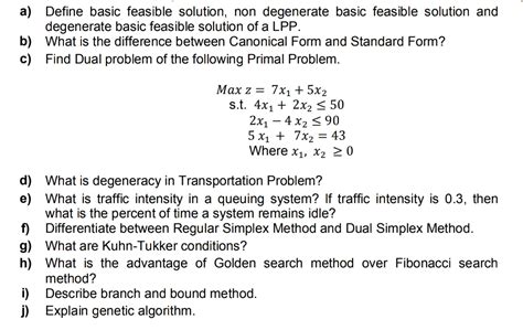 Solved A ﻿define Basic Feasible Solution Non Degenerate