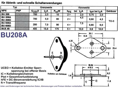 Npn Transistor 80a 700v To 3 Type Bu208a Grieder Elektronik Bauteile Ag