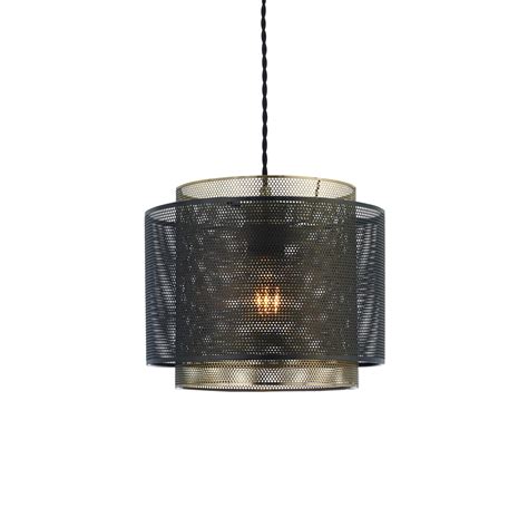 Endon Plexus Non Electric Mesh Ceiling Shade In Matt Black And Antique Brass Finish 72831