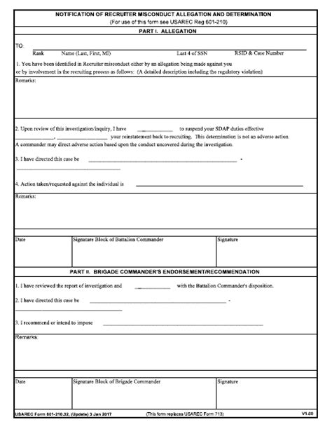 Usarec Form 601 21032 Fill Out Sign Online And Download Fillable