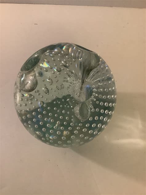 Vintage Clear Glass Bubble Paperweight A Collectible Glass Piece That
