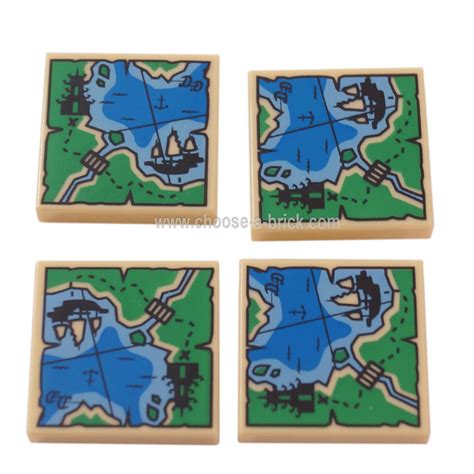 Tan Tile 2 X 2 Map Of Ninjago With Pagoda And Ship Pattern Choose