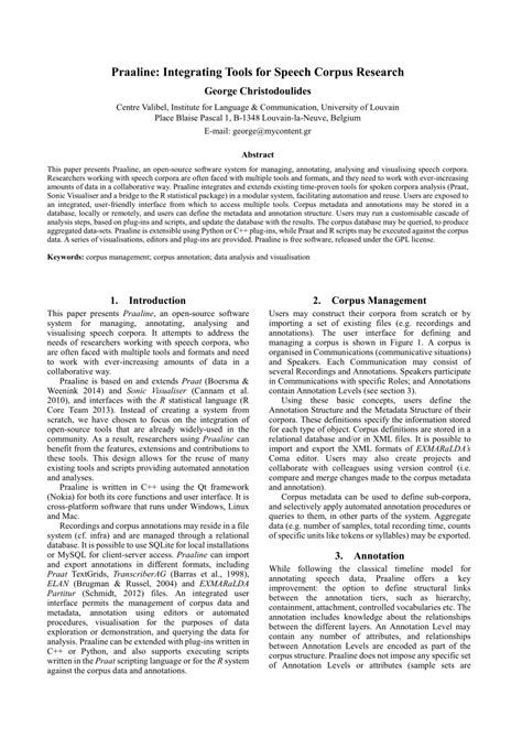 Pdf Praaline Integrating Tools For Speech Corpus Research