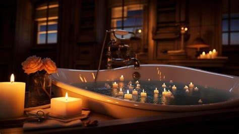 Premium Photo A Photo Of A Candlelit Bubble Bath For A Relaxing