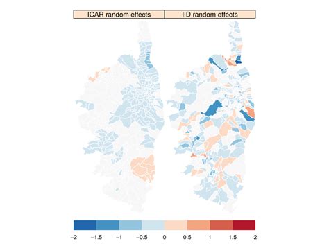 Posterior Mean Estimates Of Spatial Random Effects For Model 5 Left Download Scientific