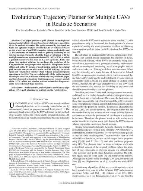 Pdf Evolutionary Trajectory Planner For Multiple Uavs In Realistic Scenarios