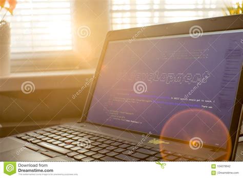 Web Development Phrase Ascii Art Inside Html Code Web Developer Workplace In Sunset Lights