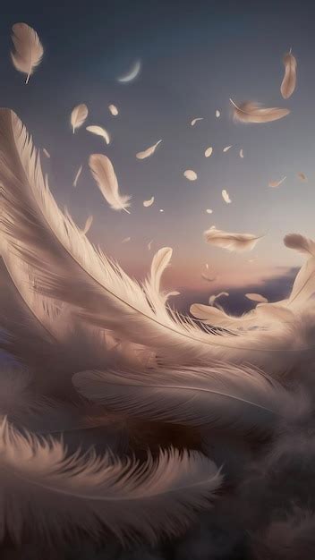Premium Photo Soft White Feathers Falling Down In The Air