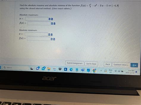 Solved Find The Absolute Maxima And Absolute Minima Of The