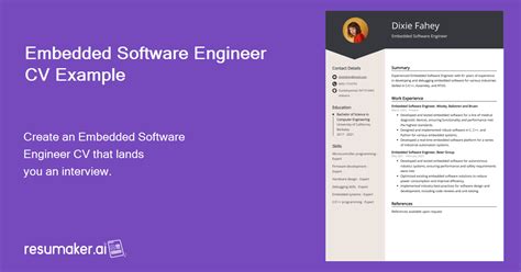 Embedded Software Engineer CV Example For