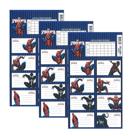Okul Etiketi Erkek Örümcek Adam Spider Man 8 Li 3 Yaprak Ders Programlı 1 Paket Fiyatları Ve