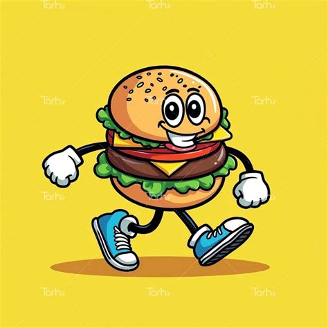 دانلود عکس کاراکتر همبرگر خوشحال مناسب فست فود کد فایل 7956182 طرح