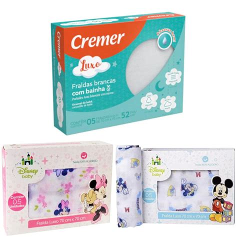Kit 5 Fralda De Pano Com Bainha 5 Fralda De Pano Disney Cremer E