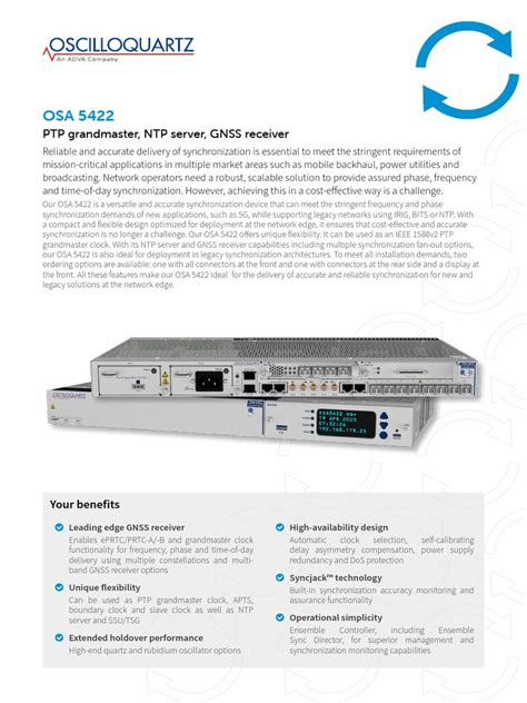 Osa Ptp Grandmaster Ntp Server Gnss Receiver Your Benefits Pdf Networking Standards