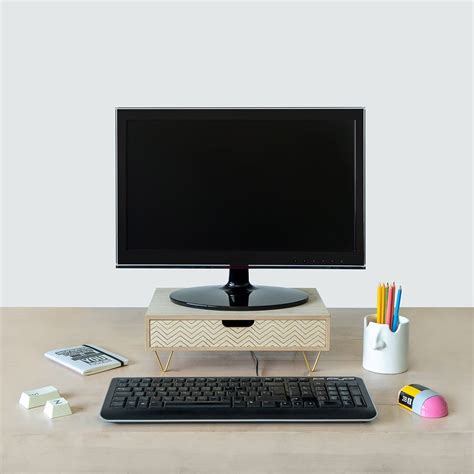 Wooden Monitor Stand With Drawer Nordic Wood Gifts Tomorrow