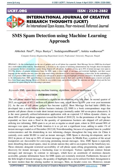 Pdf Sms Spam Detection Using Machine Learning Approach