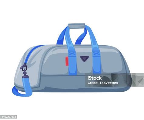 손잡이와 지퍼가 있는 회색 여행 가방은 여행 벡터 삽화를 위해 포장된 수하물로 사용됩니다 가방에 대한 스톡 벡터 아트 및 기타
