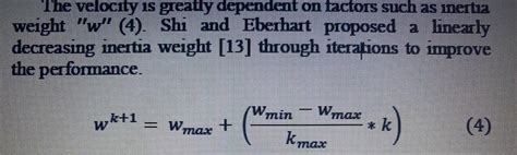 Solved Improve The Inertia Weight Equation Per These